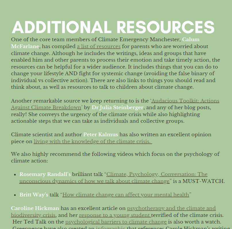 Additional Resources – Climate Emergency Manchester